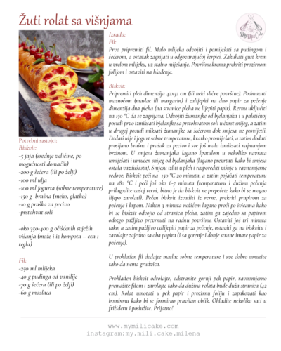 Žuti rolat sa višnjama - My Mili Cake