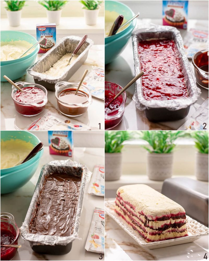 Vanilija ledeni desert sa malinama i čokoladom - My Mili Cake